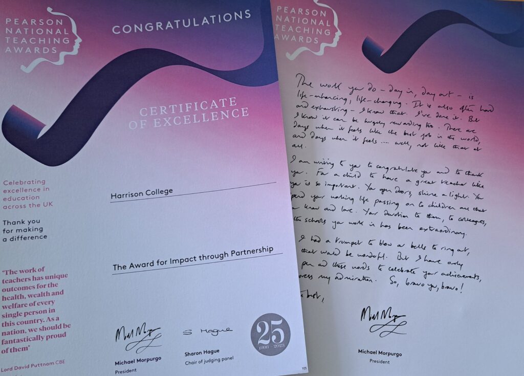 Harrison College Receives Certificate of Excellence for Impact Through Partnerships from ...